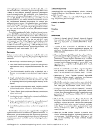 PERFORATIVE PERITONITIS: CONTINUING SURGICAL CHALLENGE.(PROSPECTIVE ...