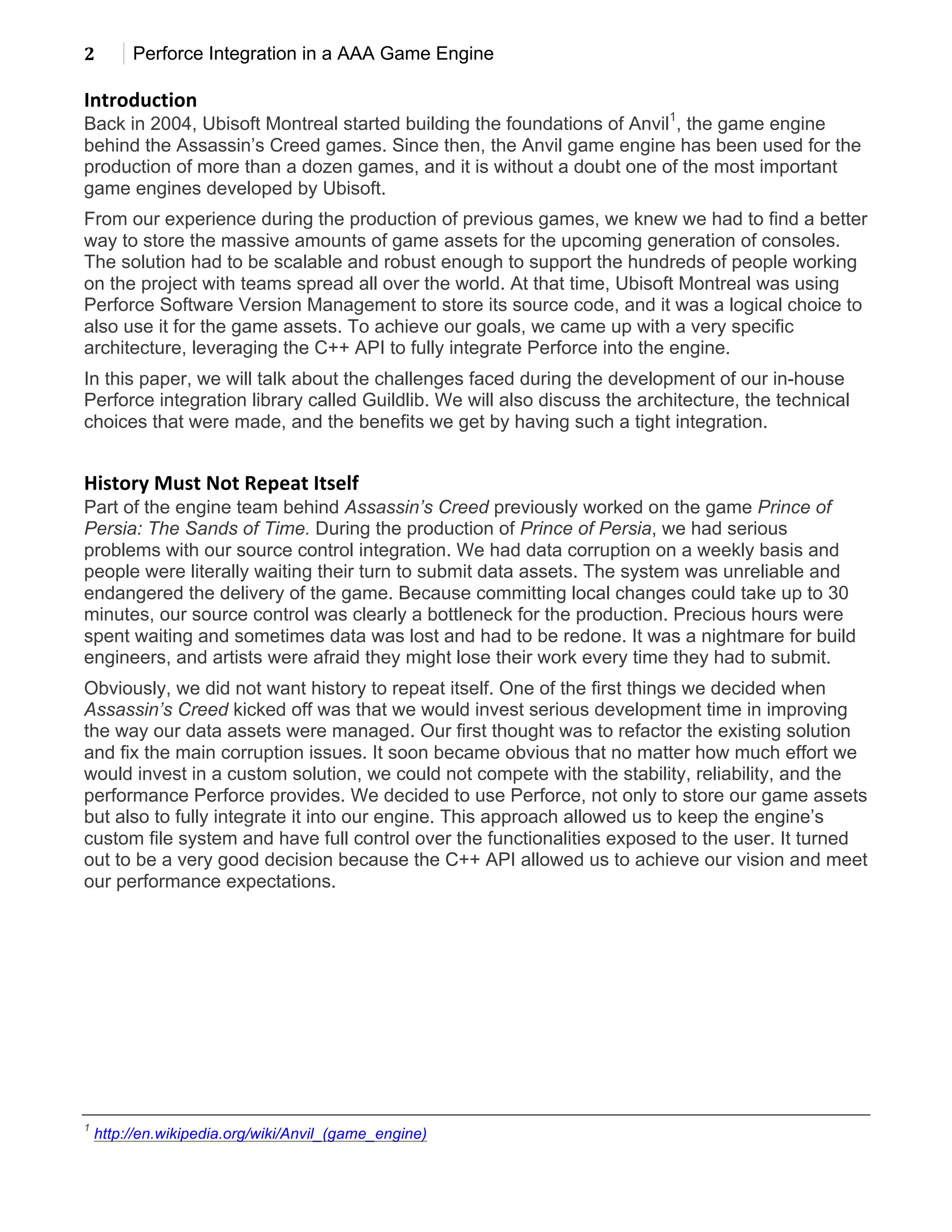[Ubisoft] Perforce Integration in a AAA Game Engine | PDF