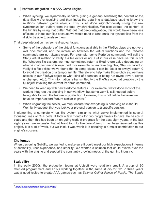 [Ubisoft] Perforce Integration in a AAA Game Engine | PDF