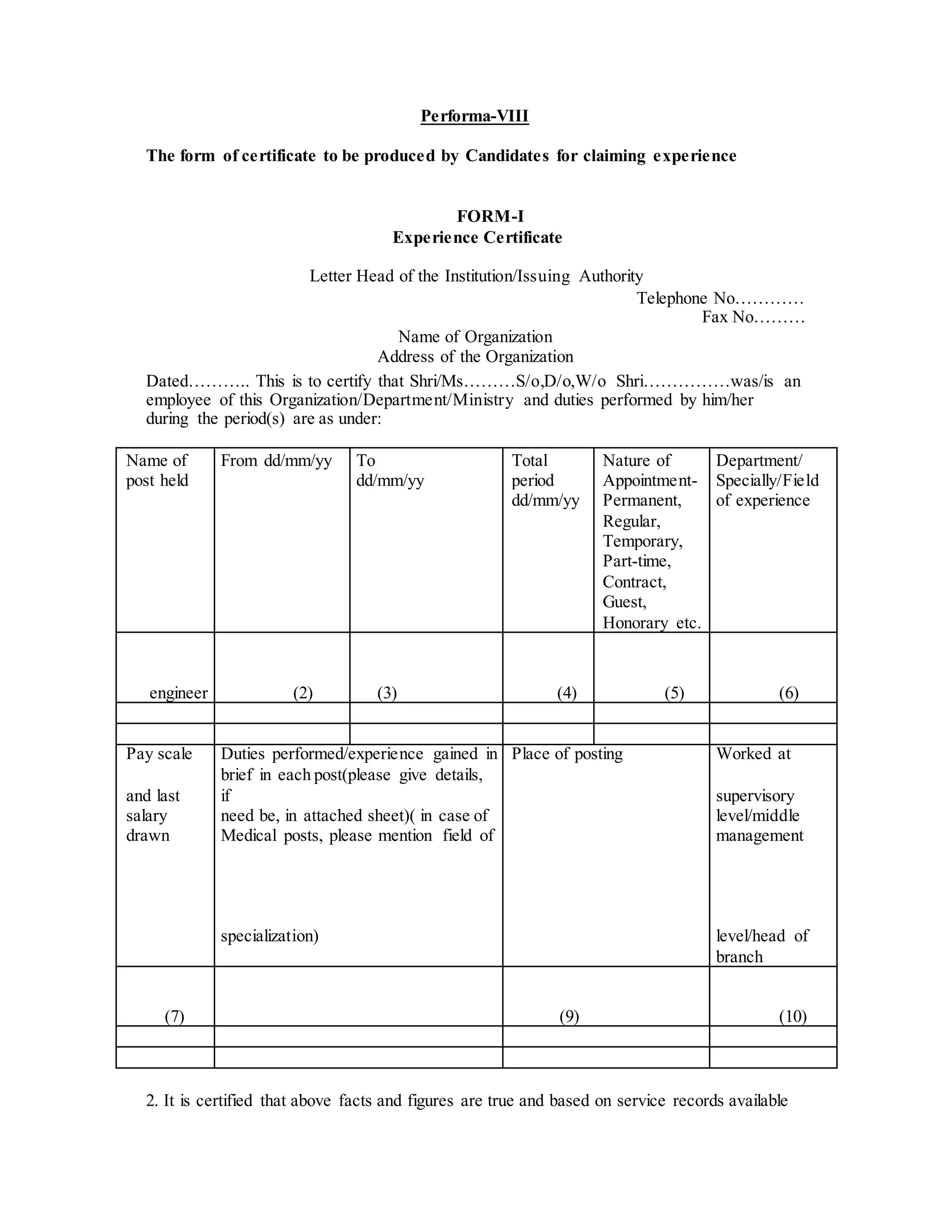 Performa | DOCX | Resume Writing and Advice | Job Search