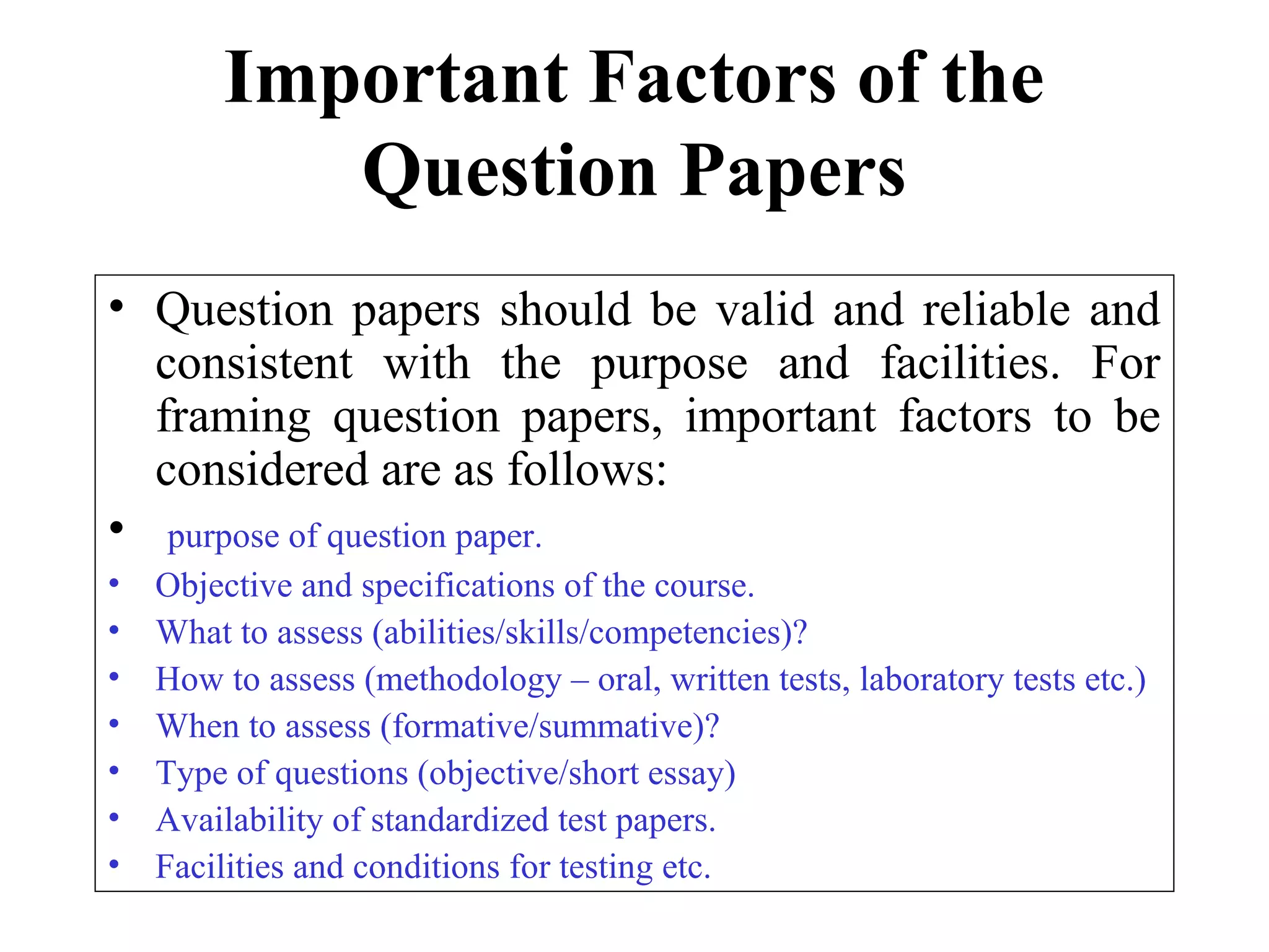 Question Paper Setting | PPT