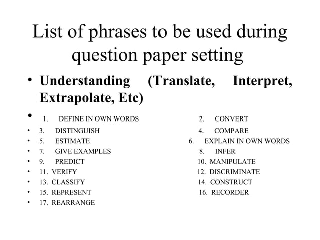Question Paper Setting | PPT