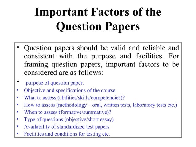 Question Paper Setting | PPT