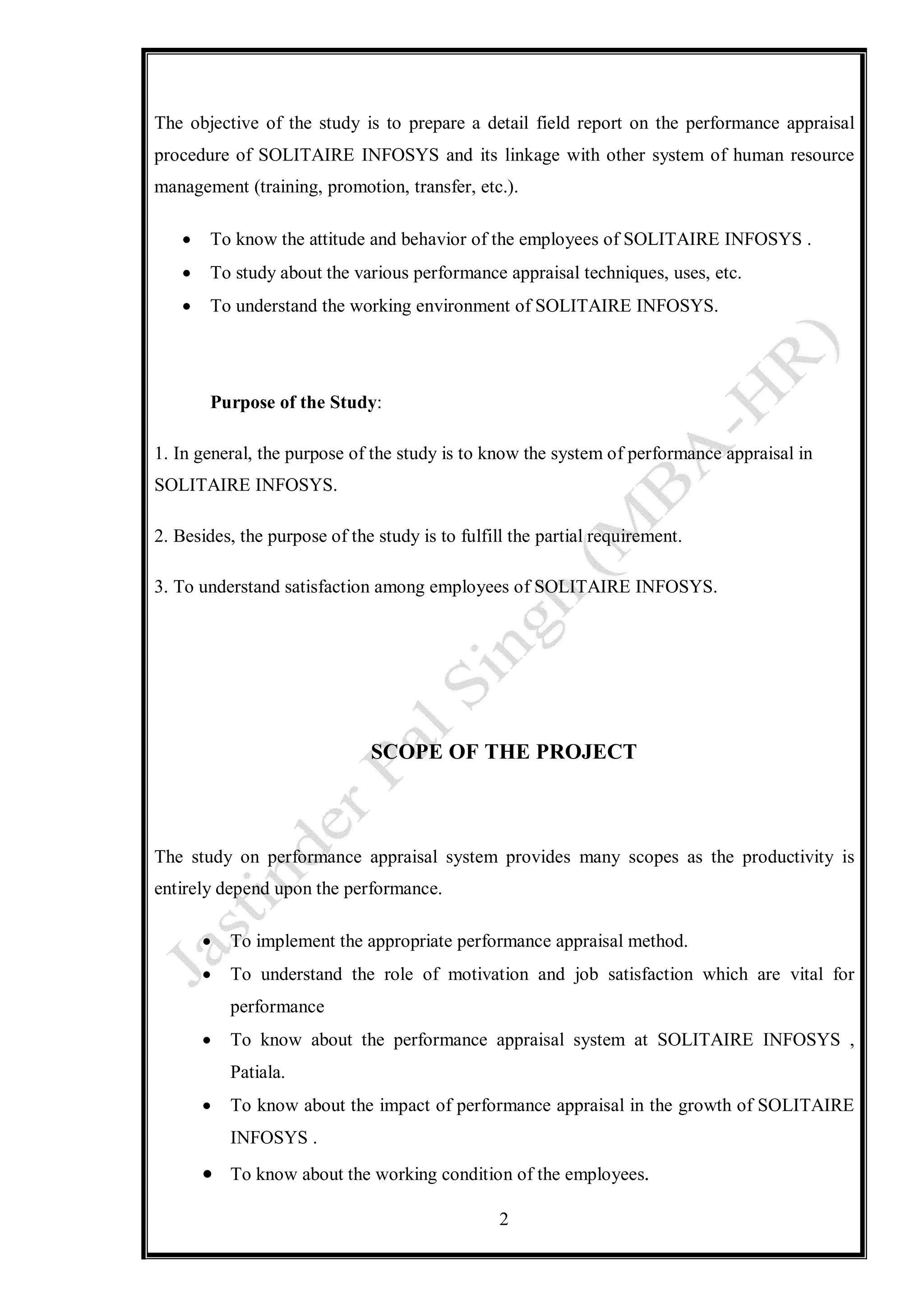 Performance appraisal (MBA summer training project) (Report File) | PDF