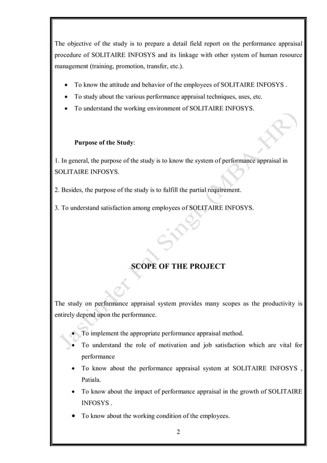 Performance appraisal (MBA summer training project) (Report File) | PDF