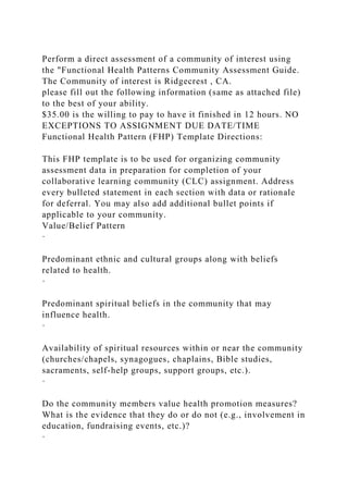 Perform a direct assessment of a community of interest using the Fu.docx