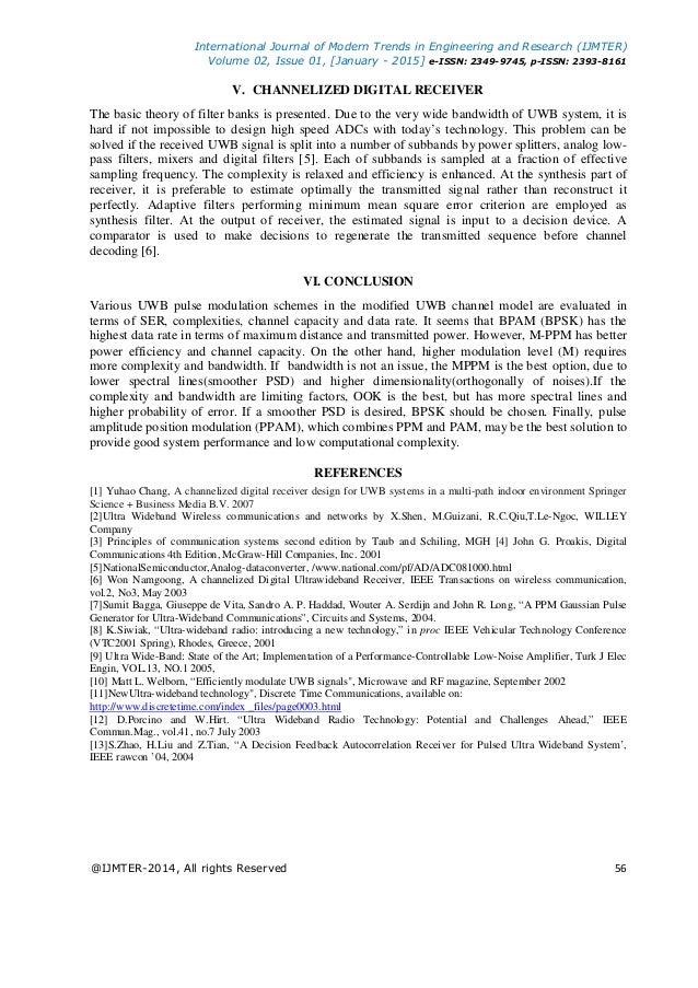Performance Analysis Of Ultra Wideband Communication System