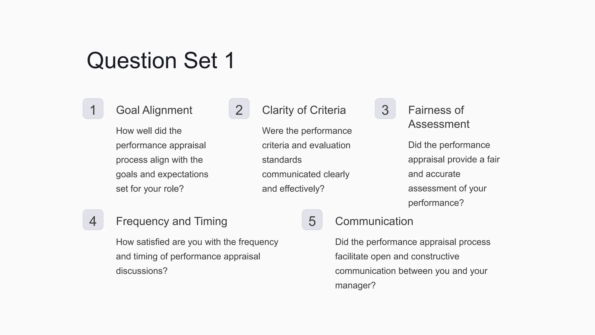 Performance Appraisal Survey Sample Questions | PPTX