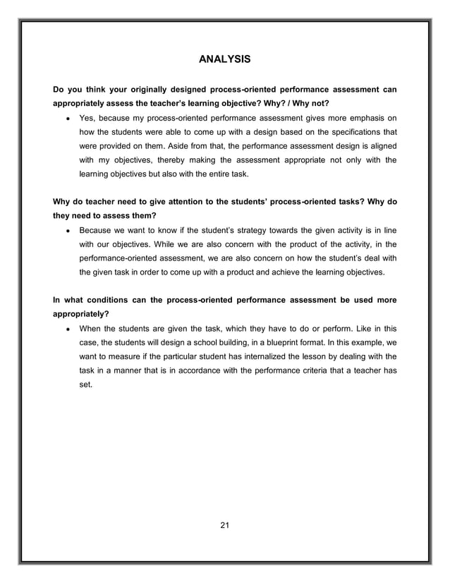 Process based Performance Based Assessment | PDF