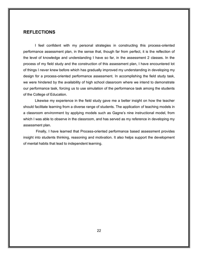 Process based Performance Based Assessment | PDF