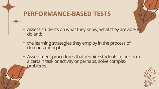 PERFORMANCE-BASED-TEST-ASSESSMENT-copy.pptx | Educational Assessment ...