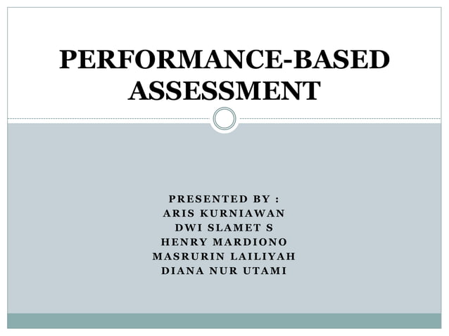 Performance Based assessment | PPT