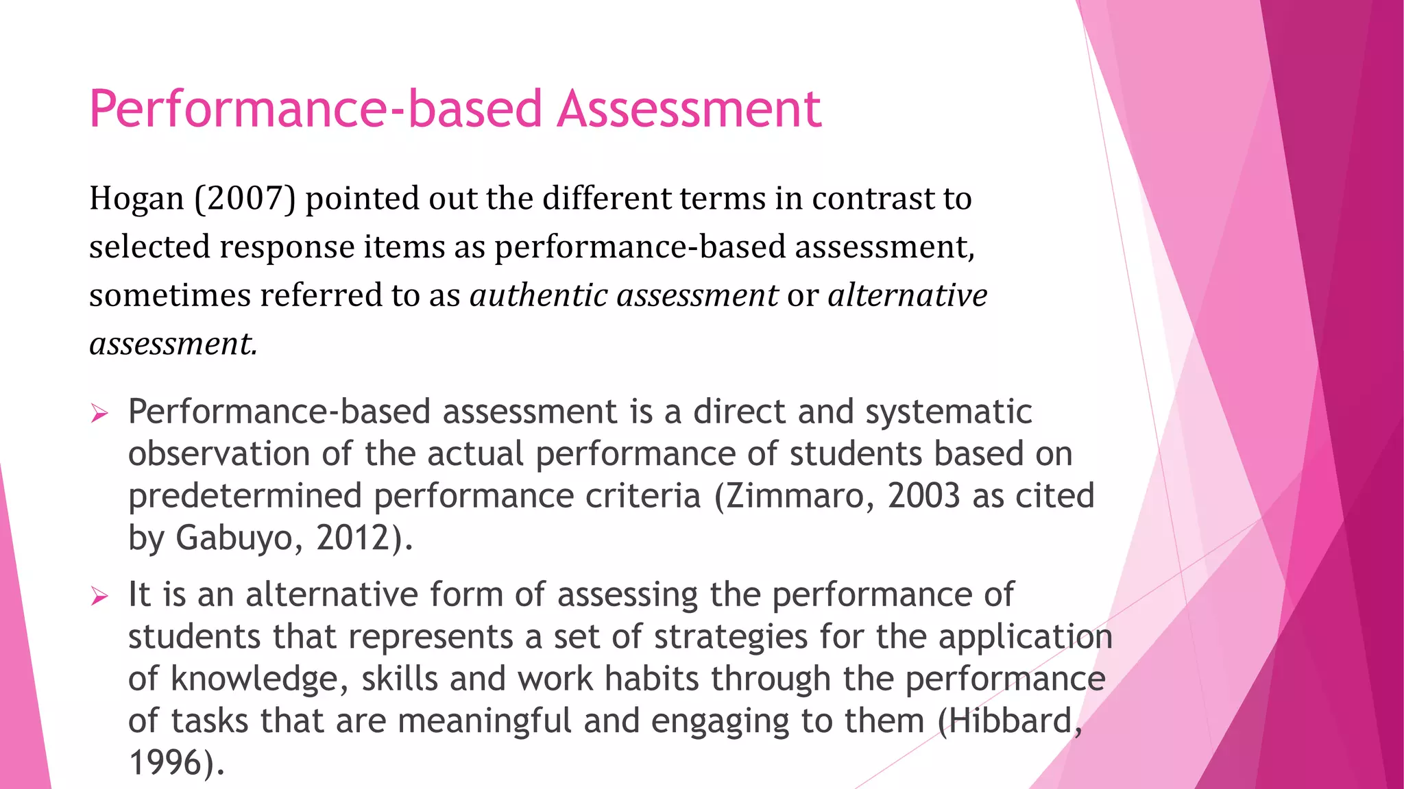 Performance based assessment | PPTX
