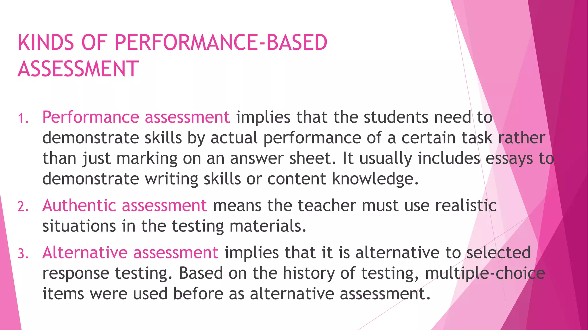 Performance based assessment | PPTX