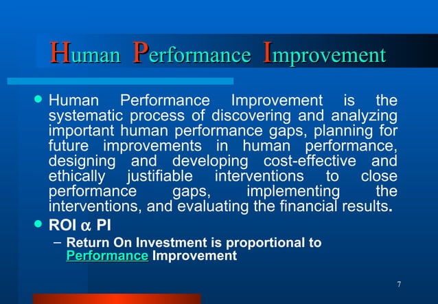 Performance Improvement Vs. Training | PPT