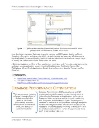 Performance Optimization: Incorporating Database and Code Optimzitation Into The IT Lifecycle | PDF