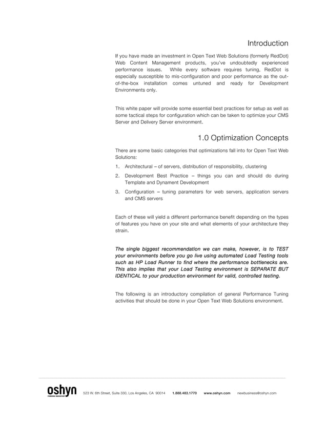 Open Text Reddot Cms Improving Installation Performance Pdf