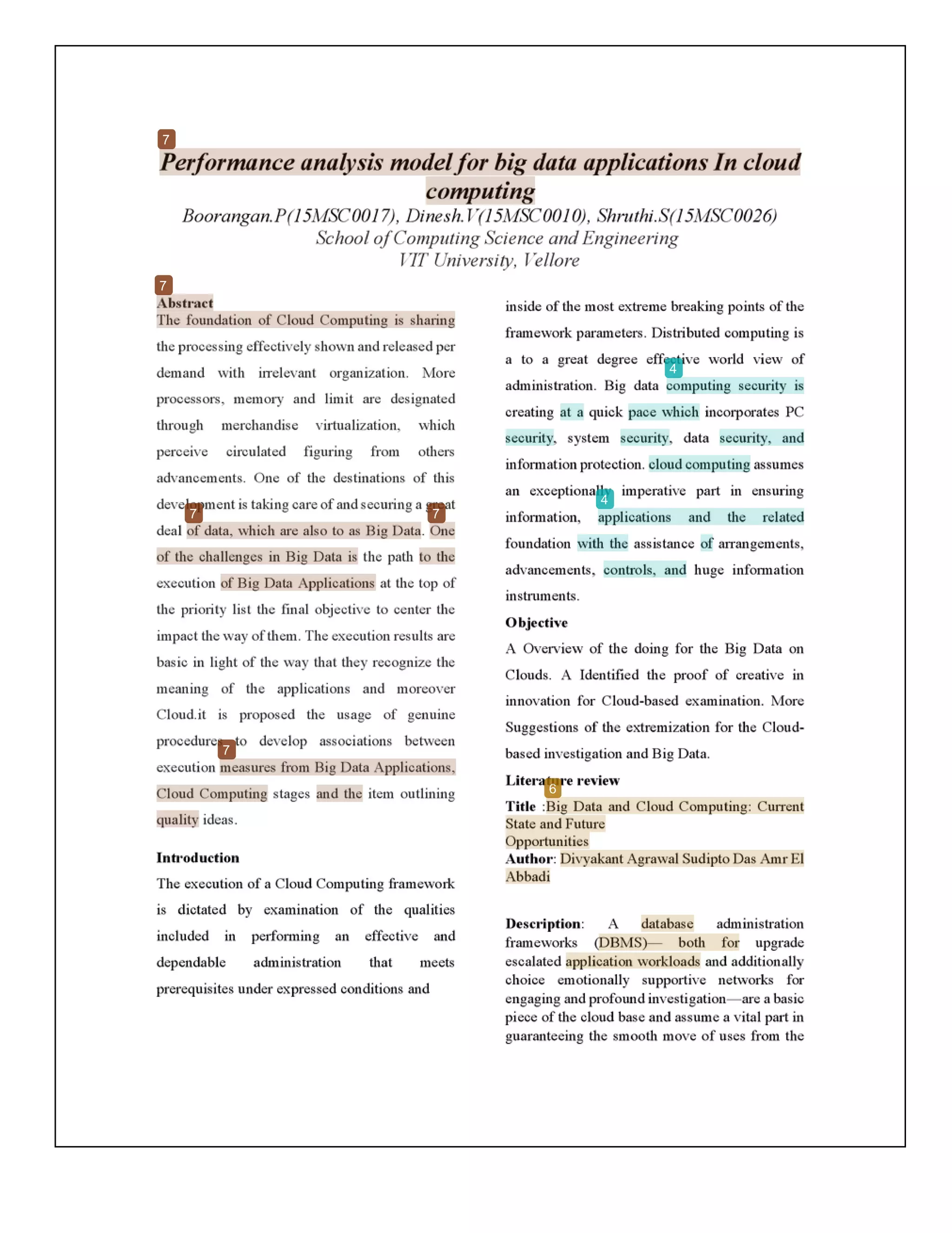 Performance analysis model for big data applications in cloud computing ... Performance analysis model for big data applications in cloud computing ...