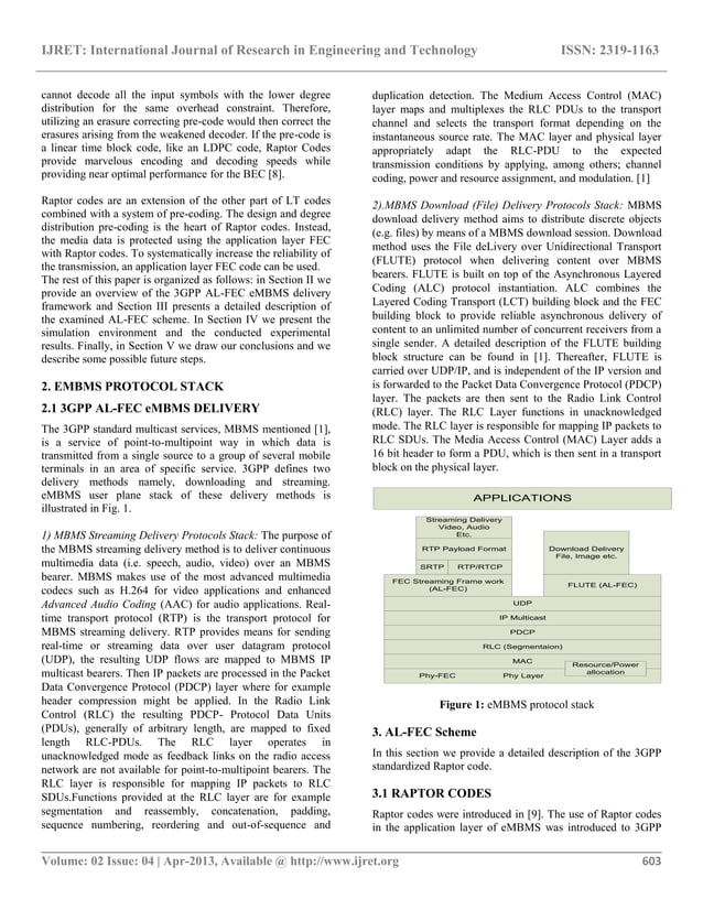 Performance Analysis Of Al Fec Raptor Code Over 3 Gpp Embms Network Pdf