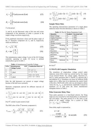 Performance analysis of a single phase ac voltage controller under induction motor load | PDF