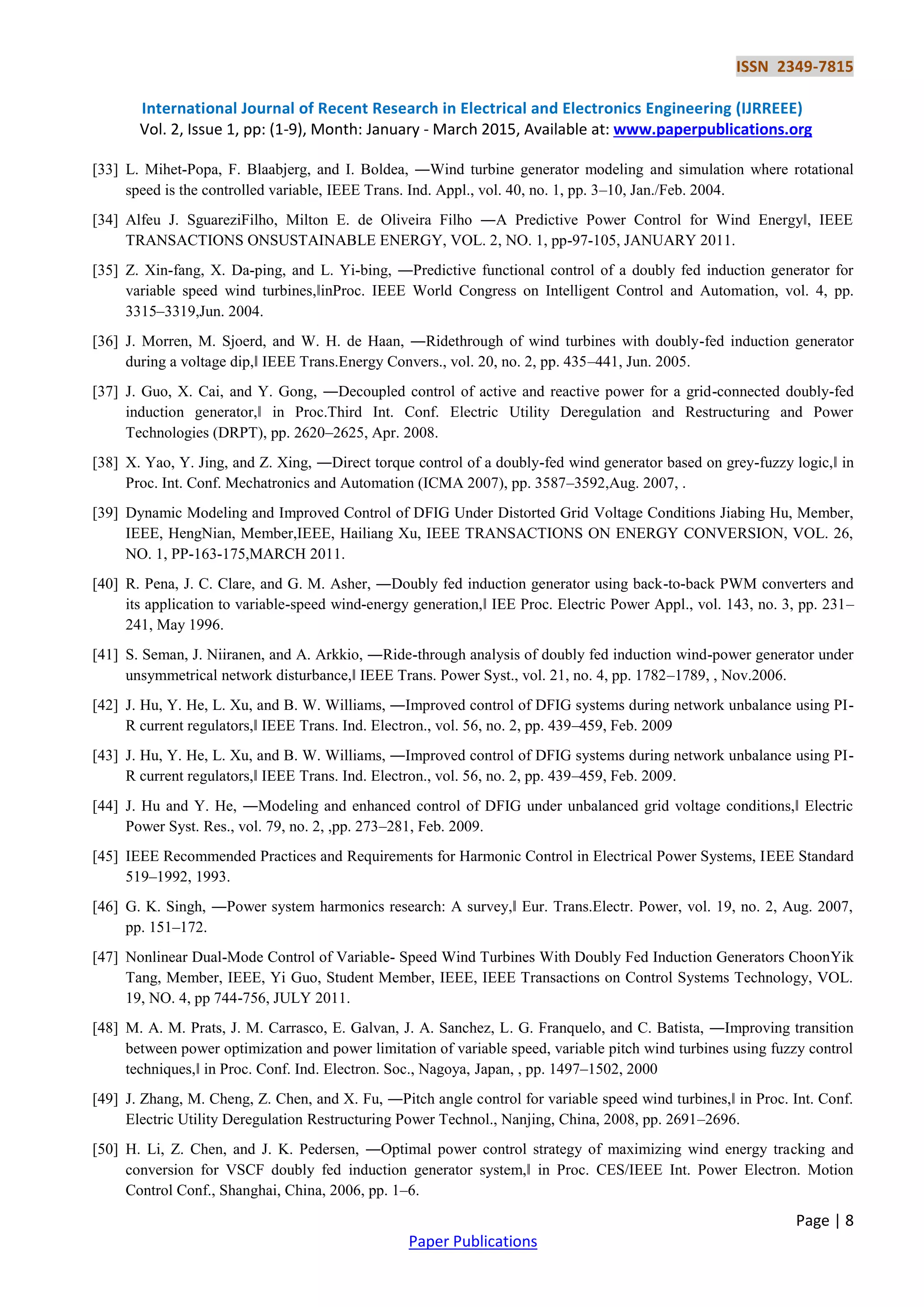 Performance Analysis Of Dfig Wind Turbine Pdf