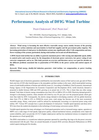 Performance Analysis of DFIG Wind Turbine | PDF