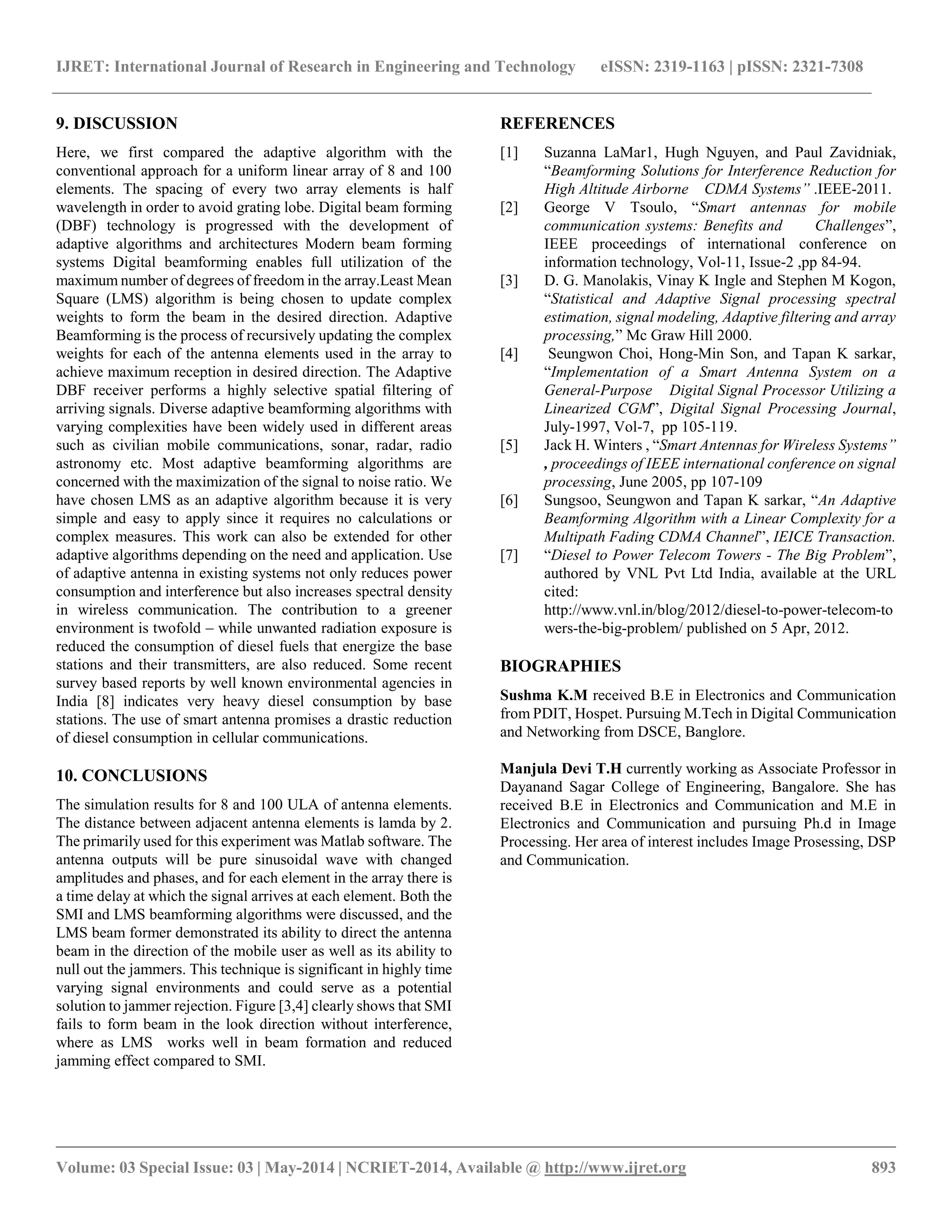 Performance analysis of digital beamforming algorithms | PDF