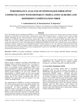 Performance analysis of dwdm based fiber optic communication with different modulation schemes ...