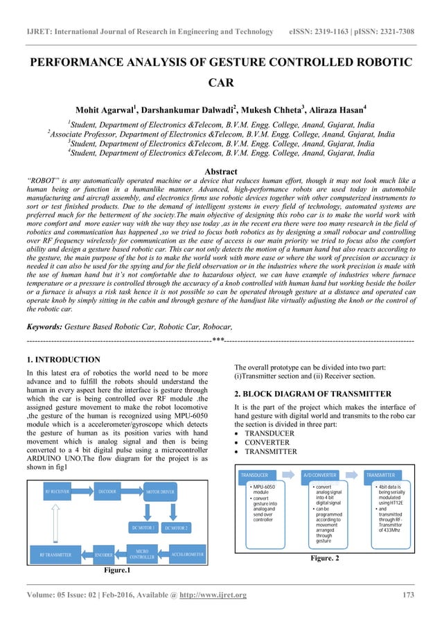 Performance analysis of gesture controlled robotic car | PDF