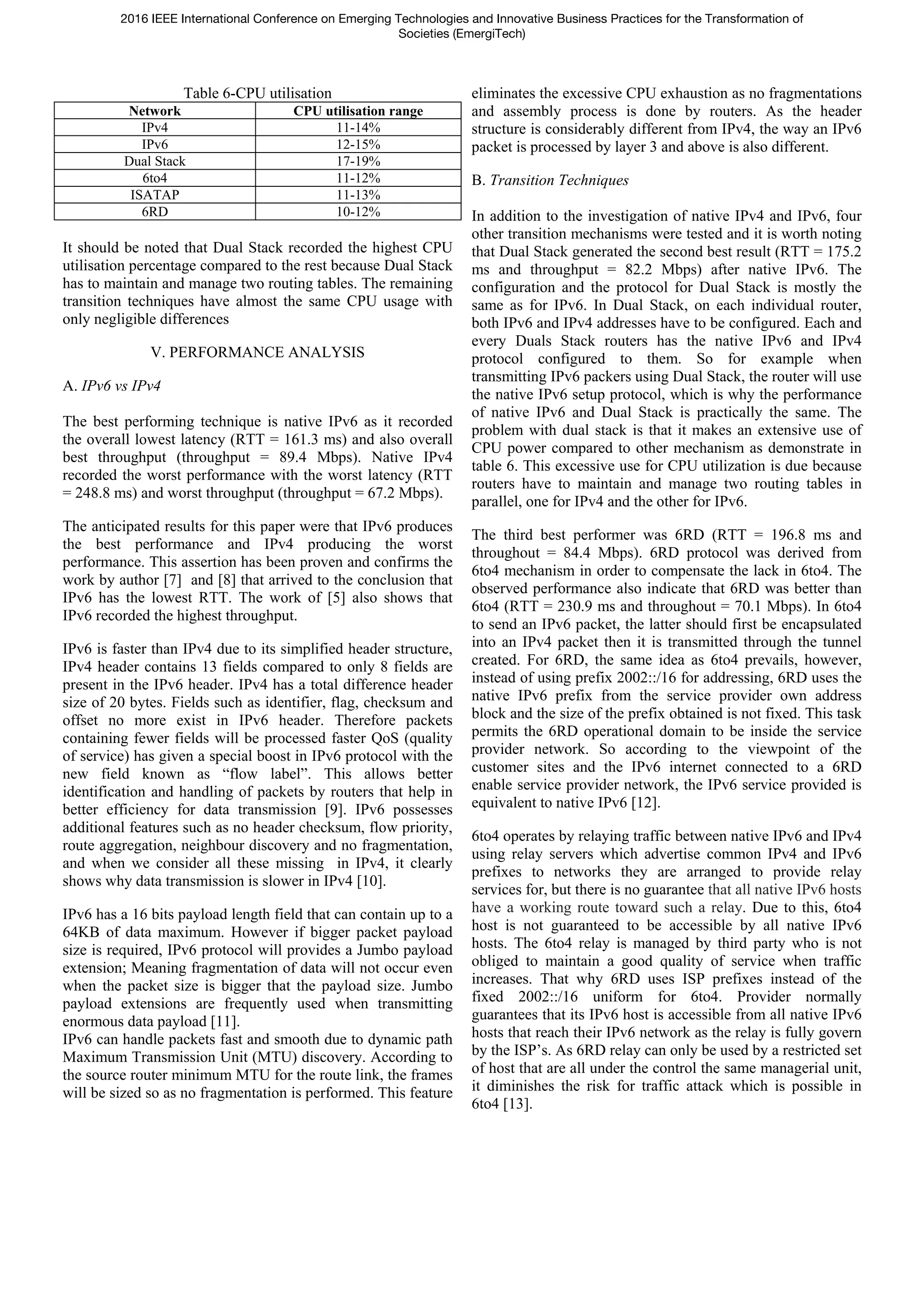 Performance Analysis of Ipv4 Ipv6 Transition Techniques | PDF