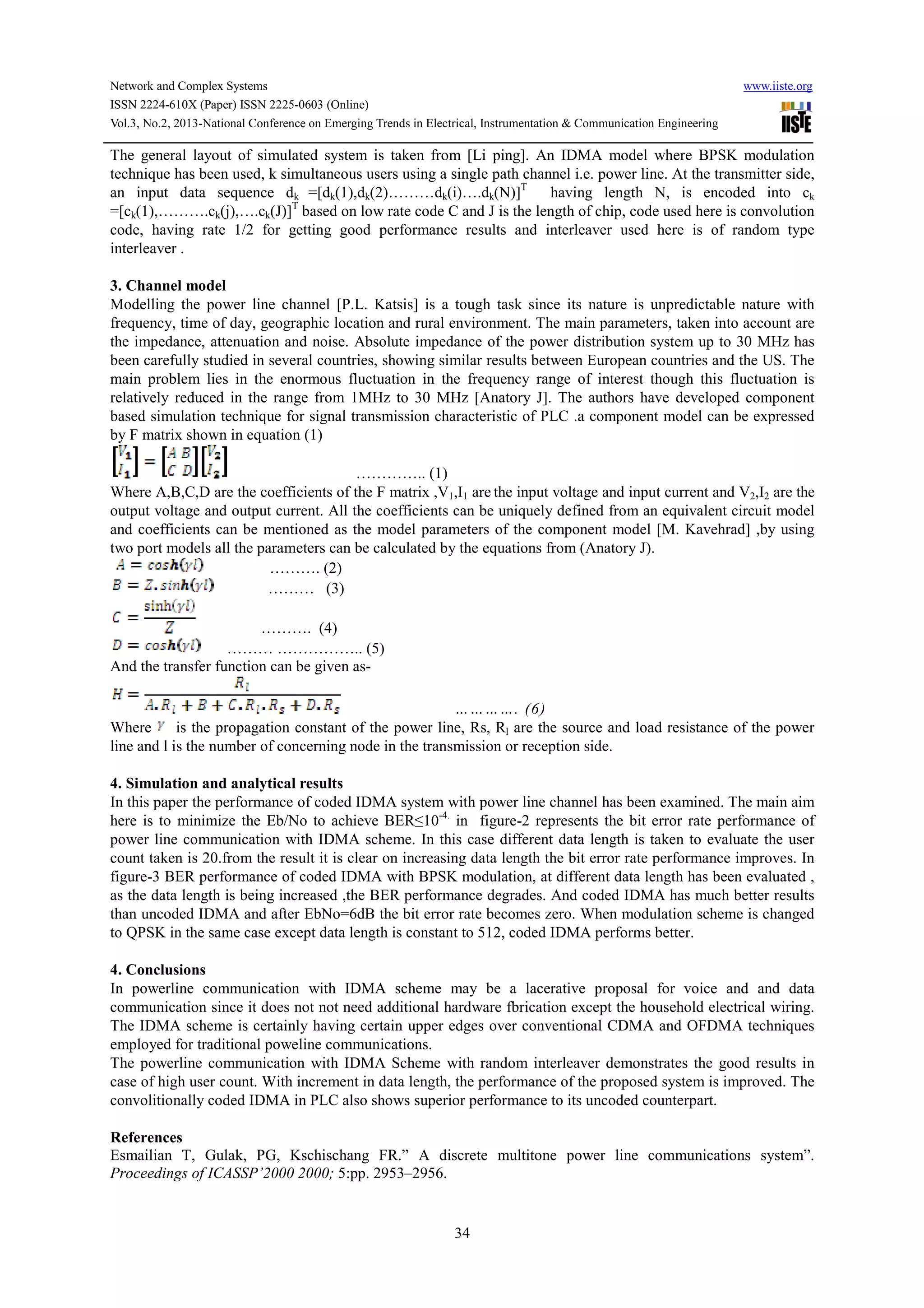 Performance Analysis Of Iterative Idma Scheme In Power Line