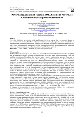 Performance analysis of iterative idma scheme in power line communication using random ...