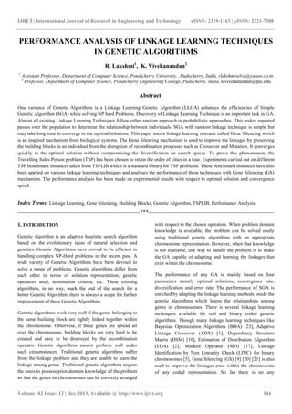 Performance analysis of linkage learning techniques in genetic algorithms | PDF