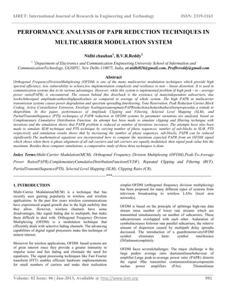 Performance analysis of papr reduction techniques in multicarrier modulation system | PDF