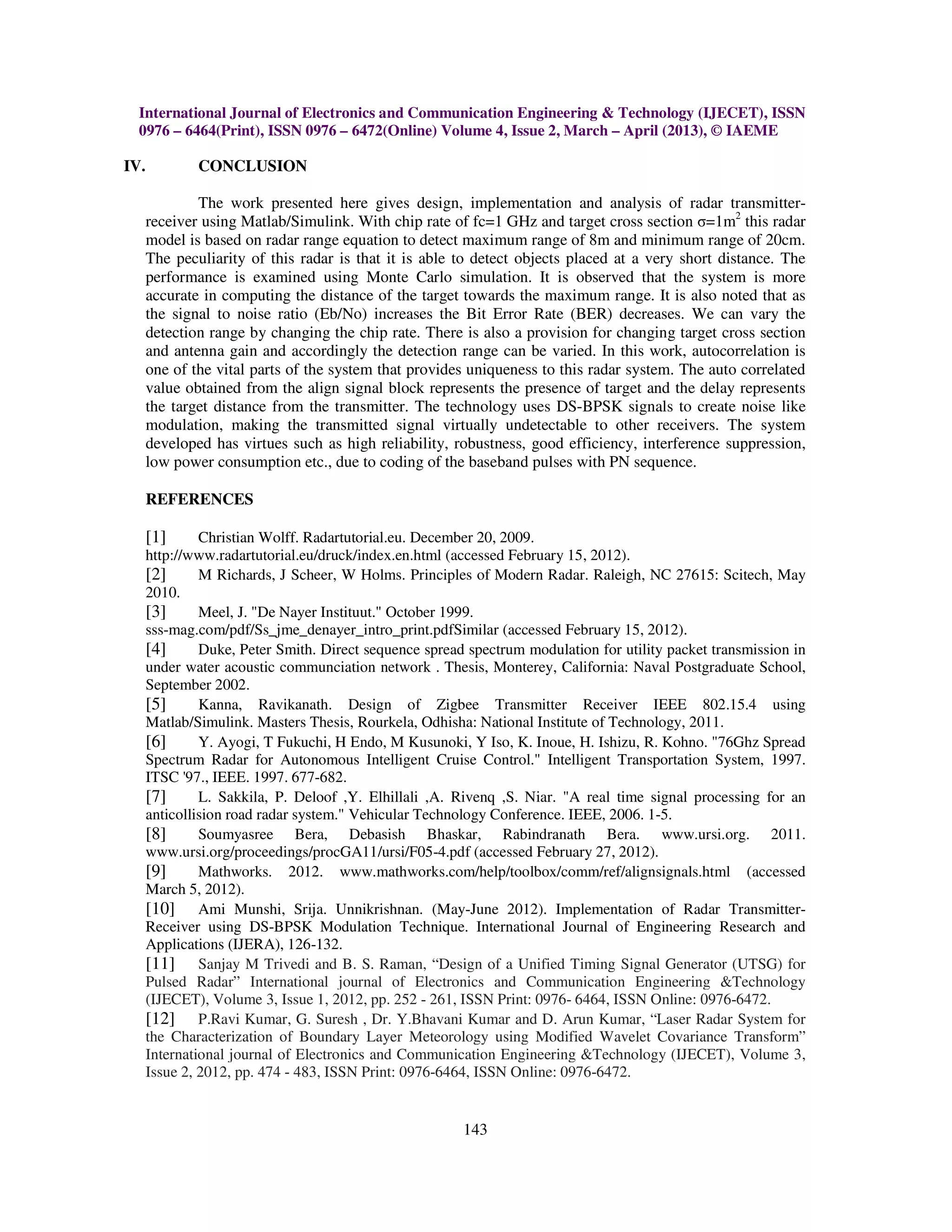 Performance analysis of radar based on ds bpsk modulation technique | PDF
