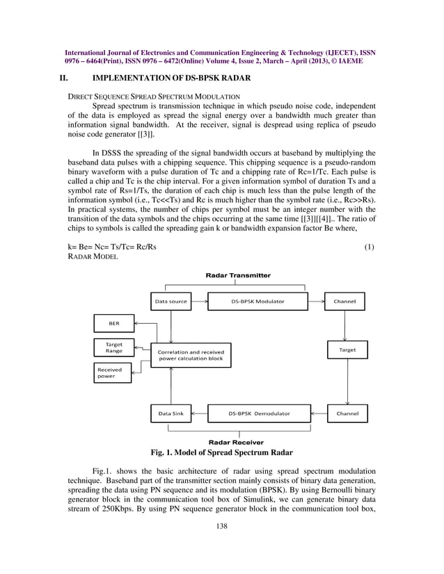 Performance analysis of radar based on ds bpsk modulation technique | PDF