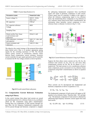 Performance analysis of three phase shunt hybrid active power filter | PDF