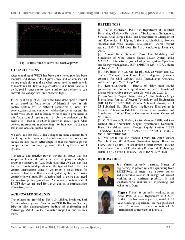Performance analysis of various parameters by comparison of conventional pitch angle controller ...