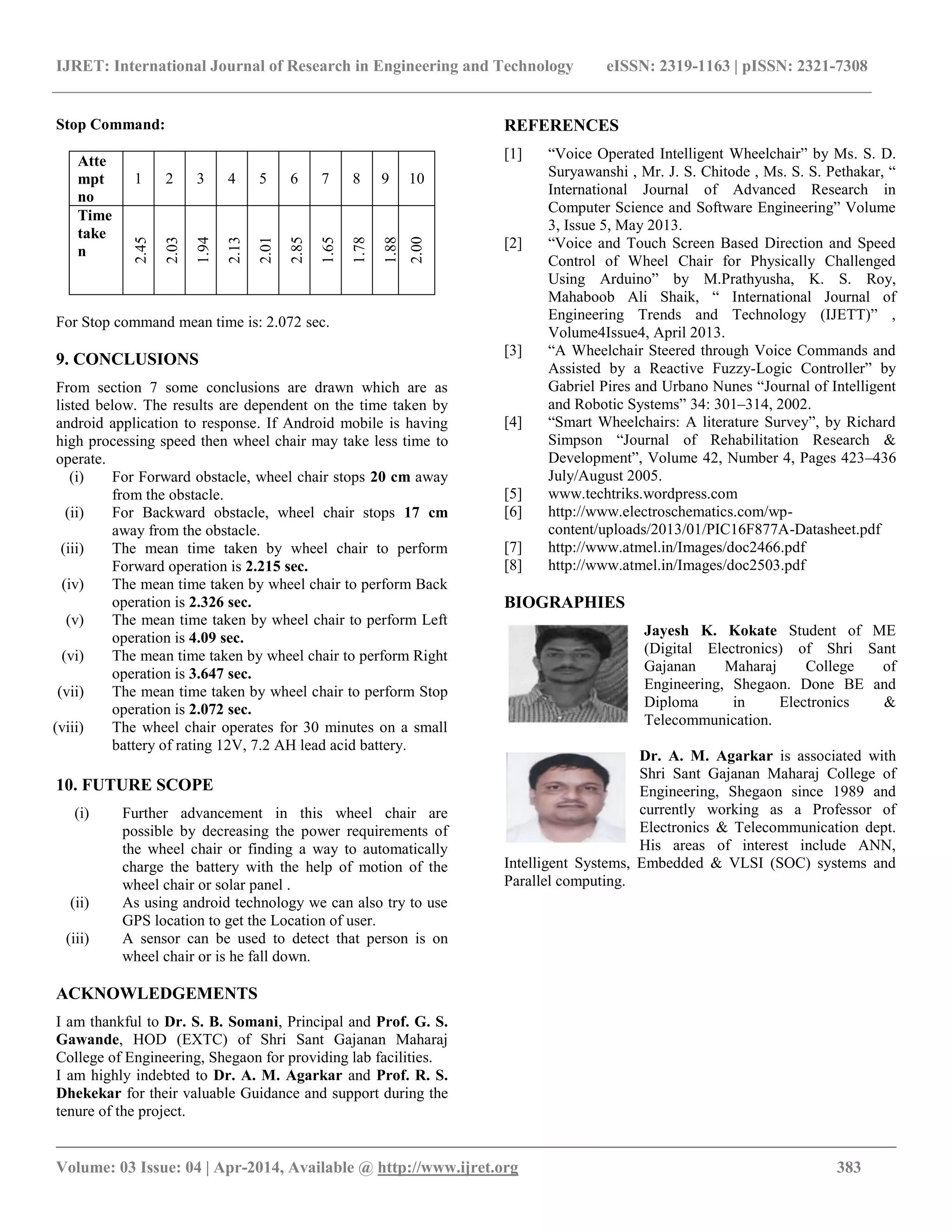 Performance analysis of voice operated wheel chair | PDF