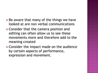 Performance and movement in film | PPTX