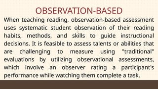 PERFORMANCE AND OBSEVATION-BASED ASSESSMENT IN TEACHING READING ...
