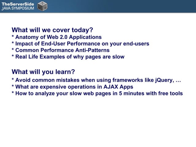 Performance anti patterns in ajax applications | PPT