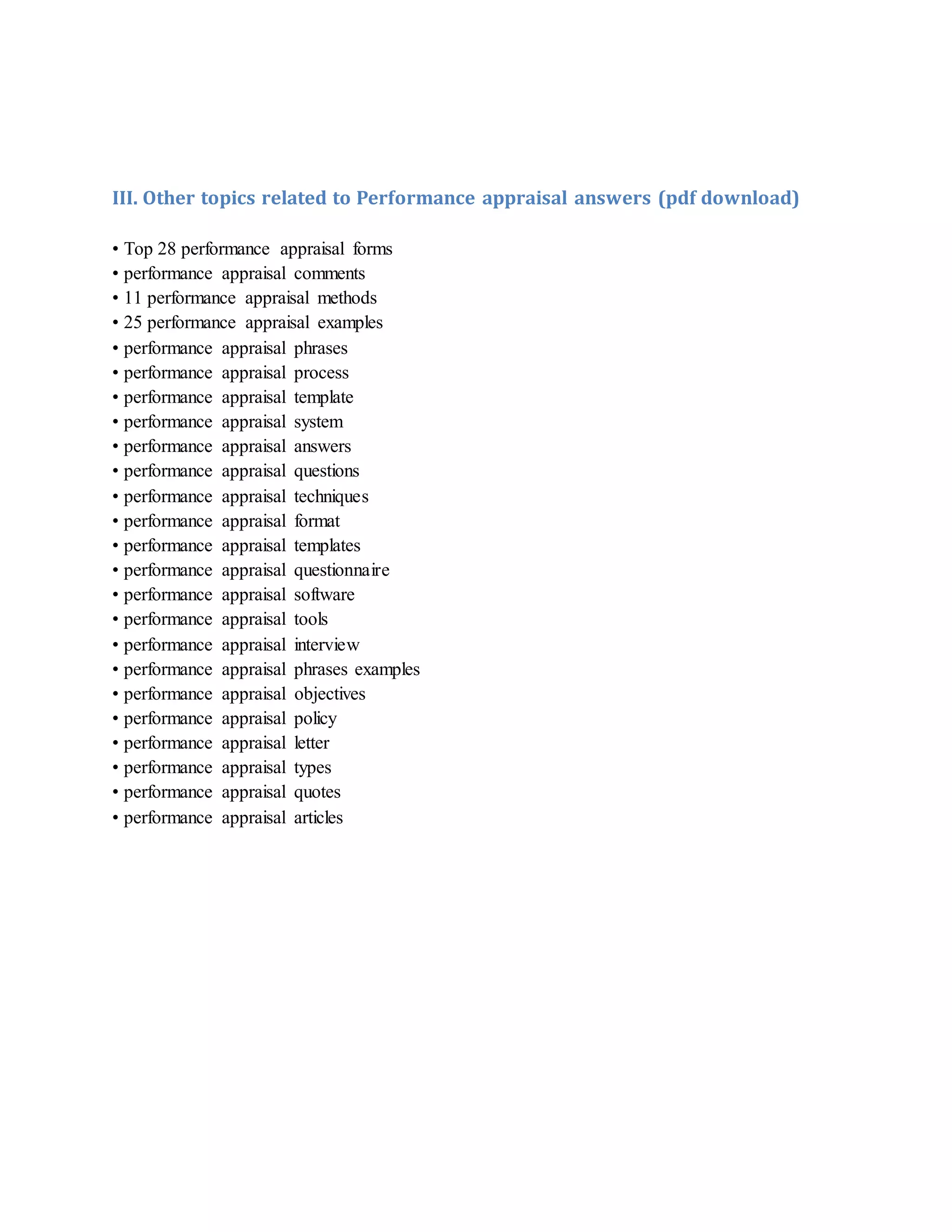 Performance appraisal answers | DOCX