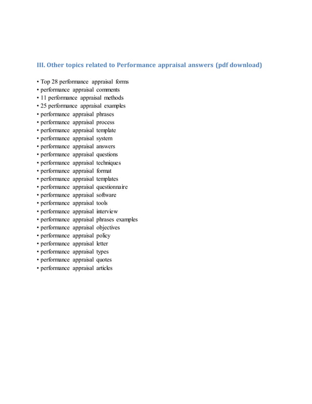 Performance appraisal answers | DOCX