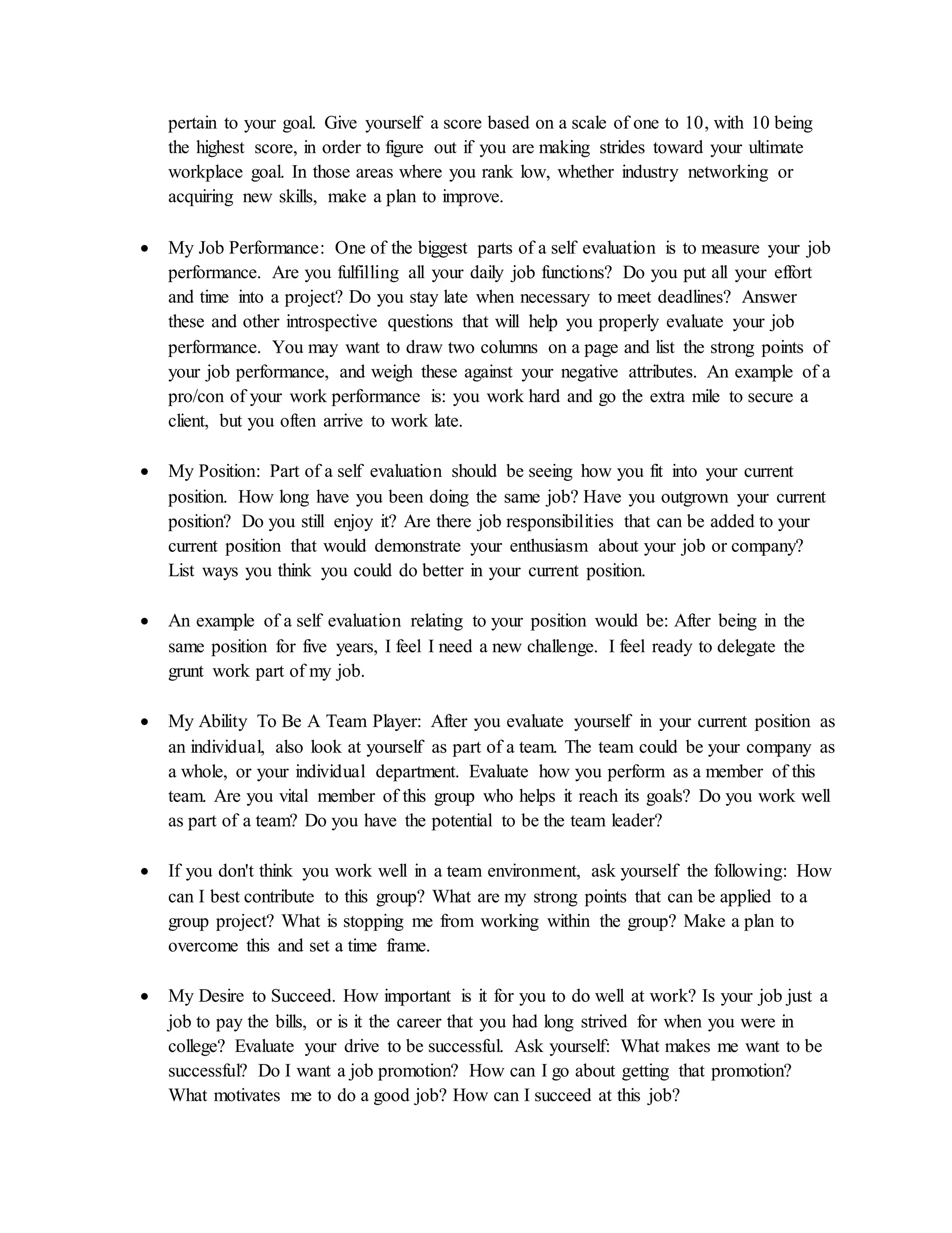 Performance appraisal answers examples | DOCX