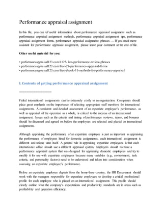 Performance appraisal assignment | PDF