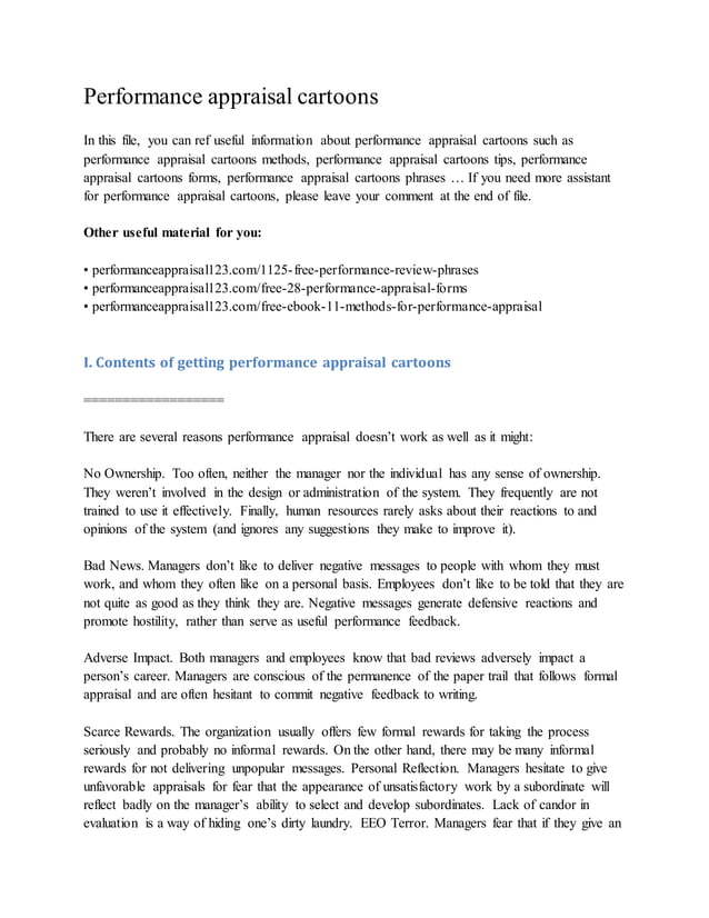 Performance appraisal cartoons | PDF