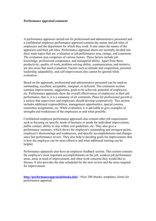 Performance appraisal comment | PDF