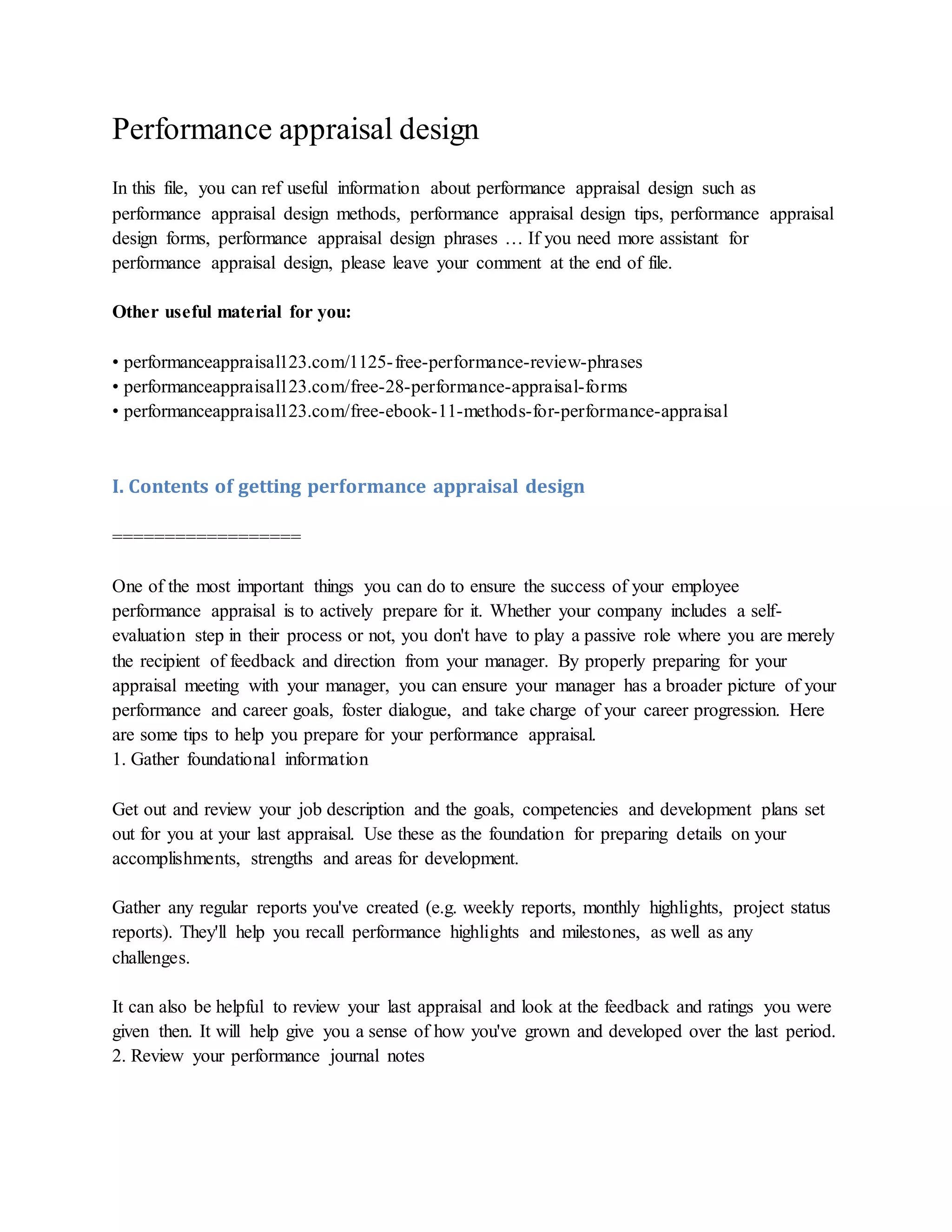 Performance appraisal design | DOCX