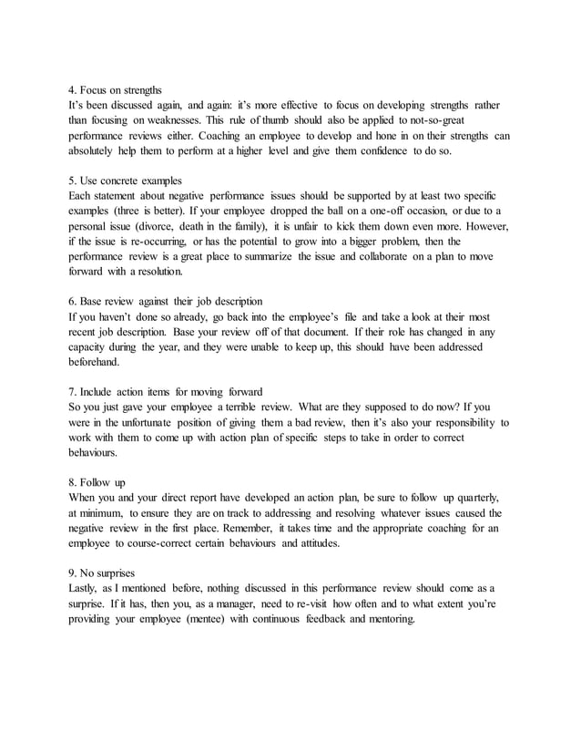 Performance appraisal examples for managers | PDF